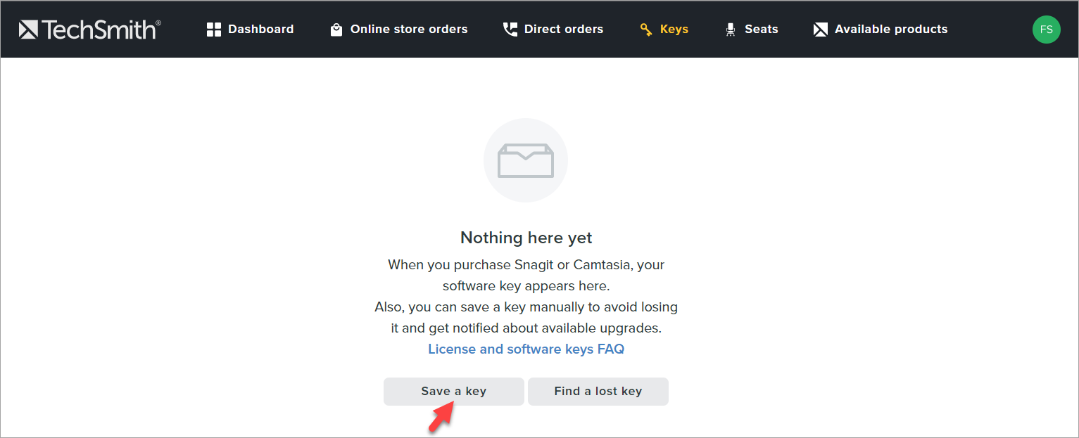 Save a Software Key to a TechSmith Account – TechSmith Support