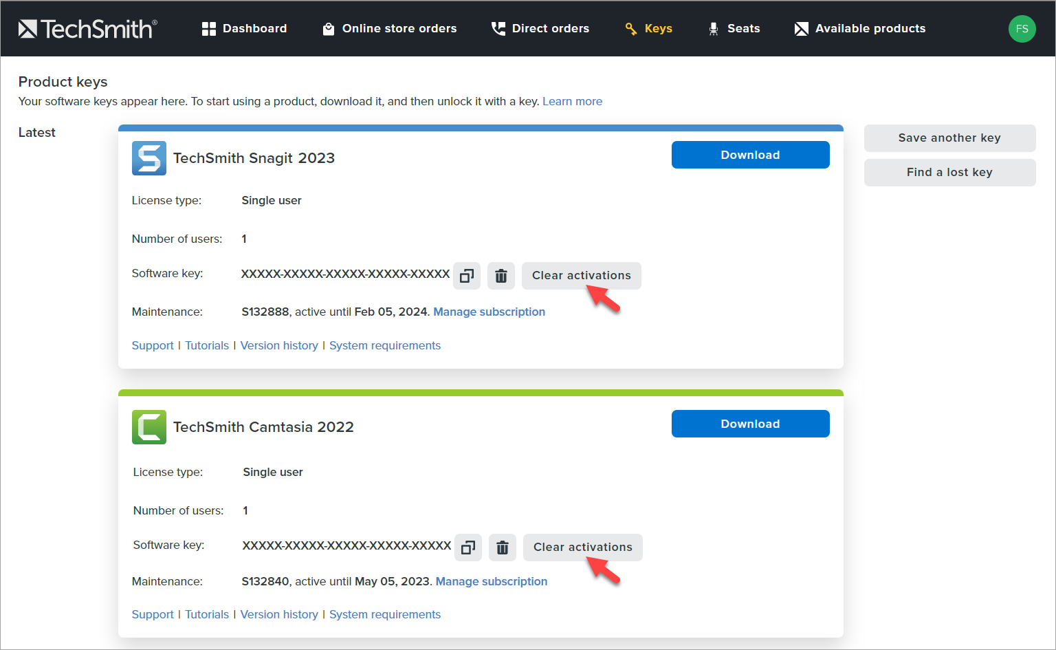 Clear Activations for Snagit/Camtasia – TechSmith Support