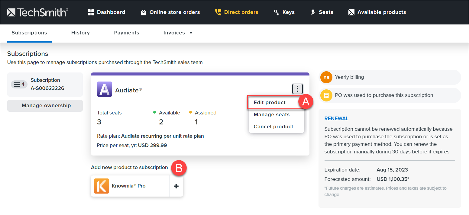 Update My Billing Information for My Subscriptions – TechSmith Support
