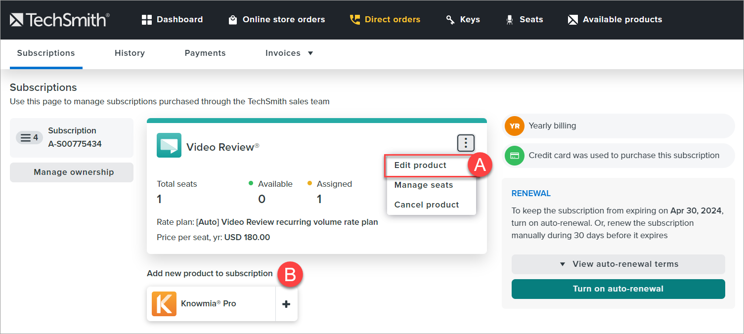Update My Billing Information for My Subscriptions – TechSmith Support