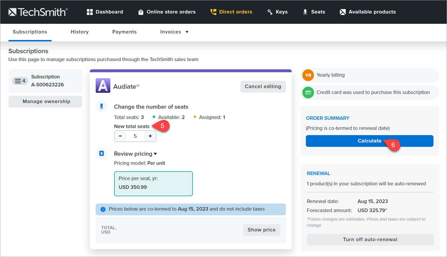 Add Seats to My Existing Subscription – TechSmith Support