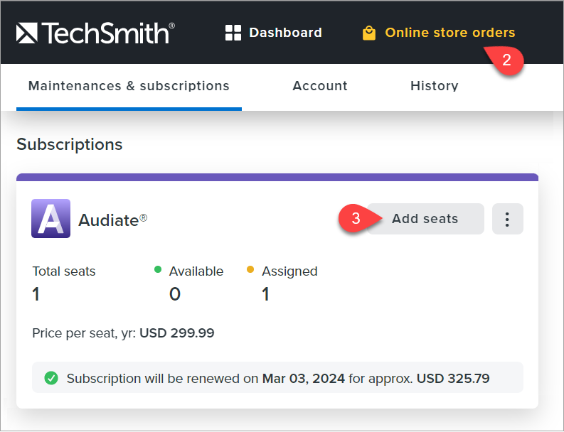 Add Seats to My Existing Subscription – TechSmith Support