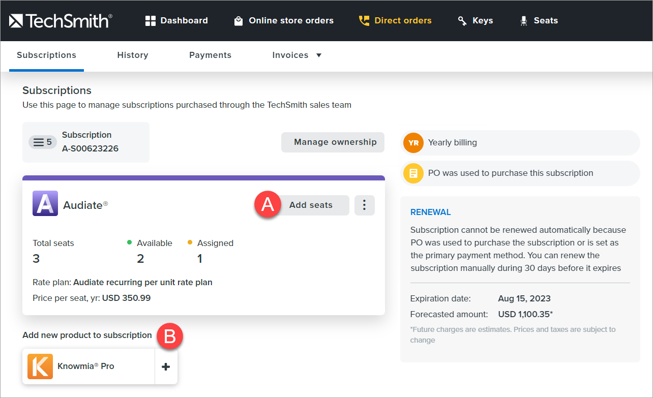 Update My Billing Information for My Subscriptions – TechSmith Support