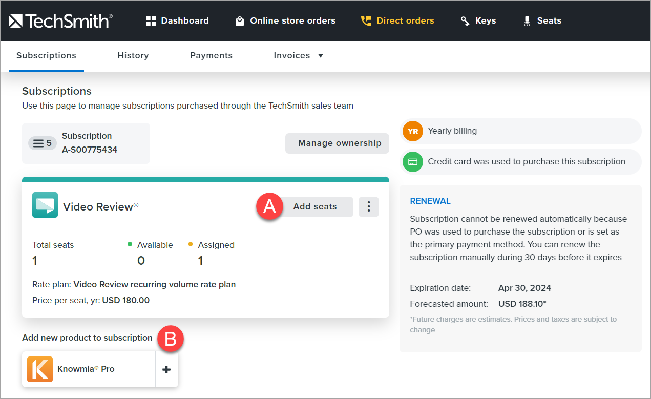 Update My Billing Information for My Subscriptions – TechSmith Support