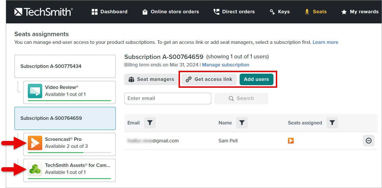 Grant Someone Access to a Product – TechSmith Support