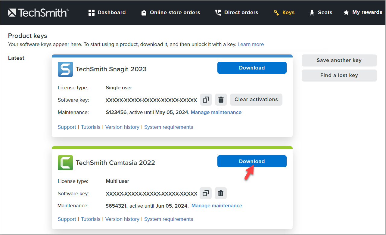 Save a Software Key to a TechSmith Account – TechSmith Support