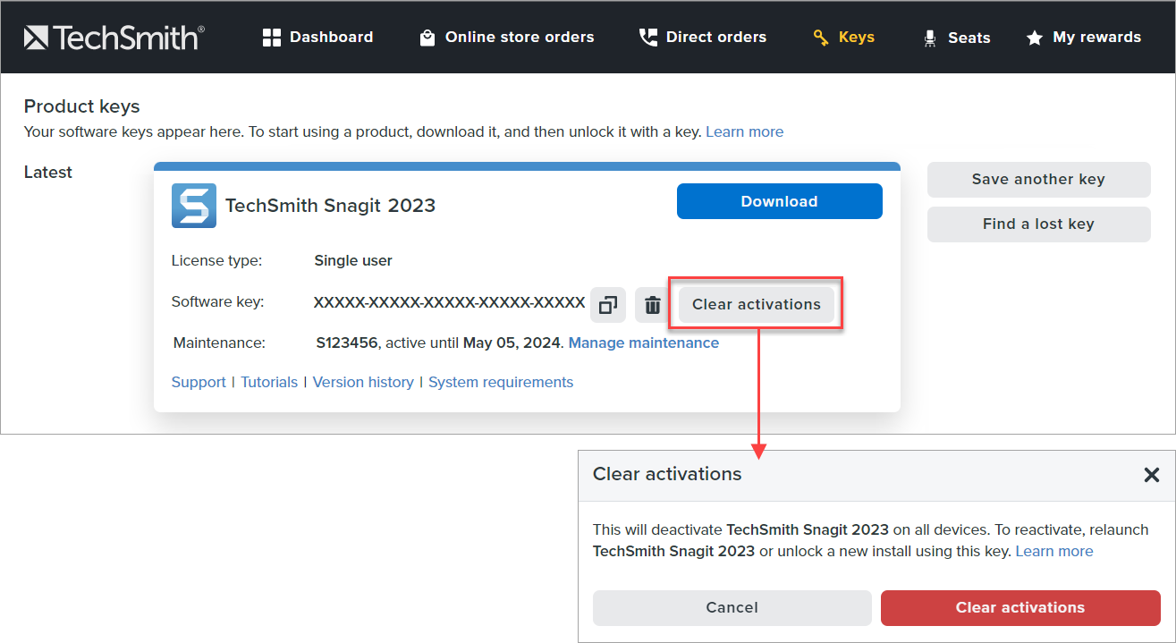 Clear Activations for Snagit – TechSmith Support
