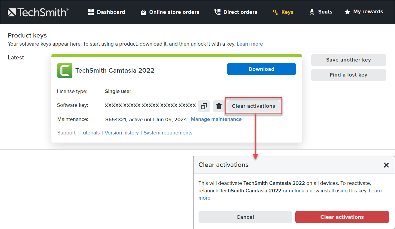 Clear Activations for Camtasia – TechSmith Support