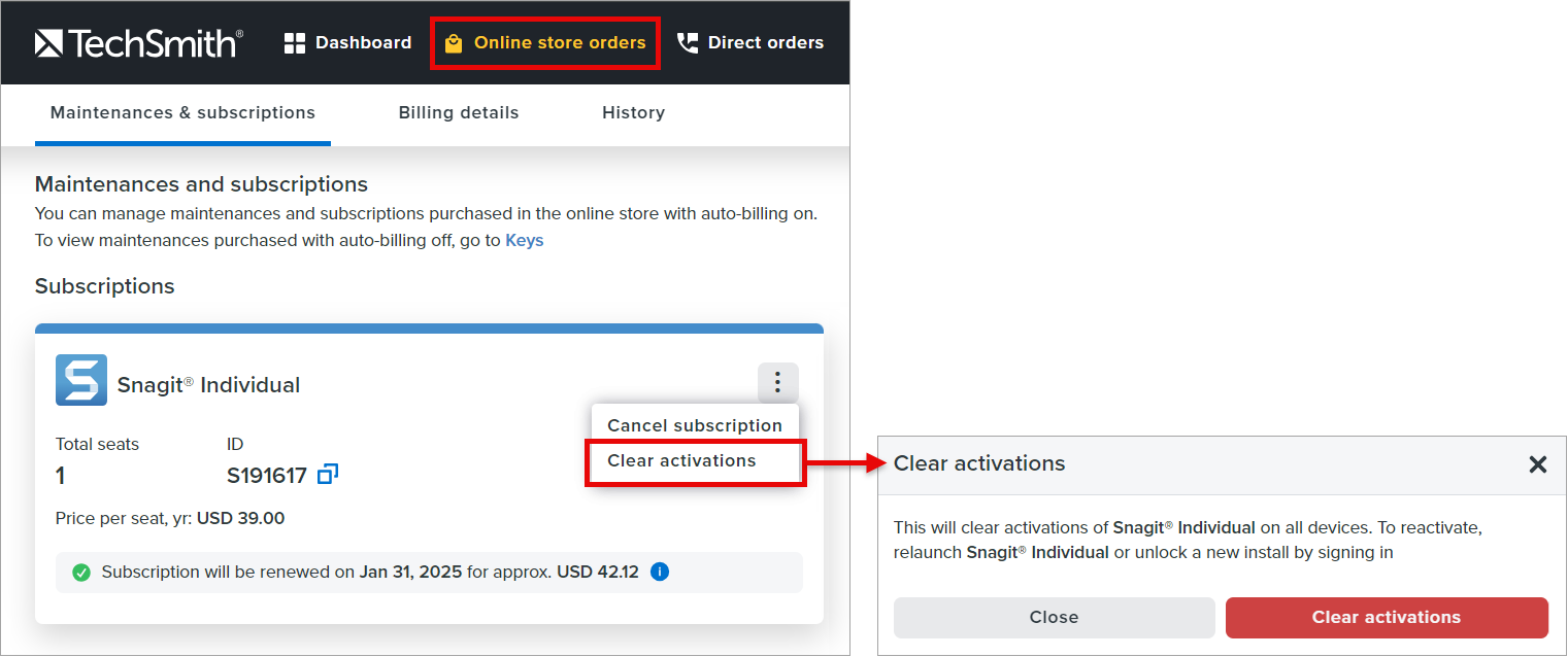 Clear Activations for Snagit – TechSmith Support