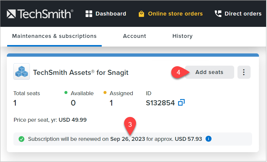 Renew Subscription With More/Fewer Seats – TechSmith Support