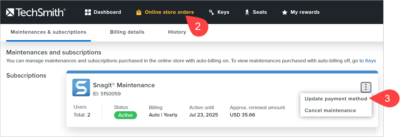 Update My Billing Information for My Subscriptions – TechSmith Support