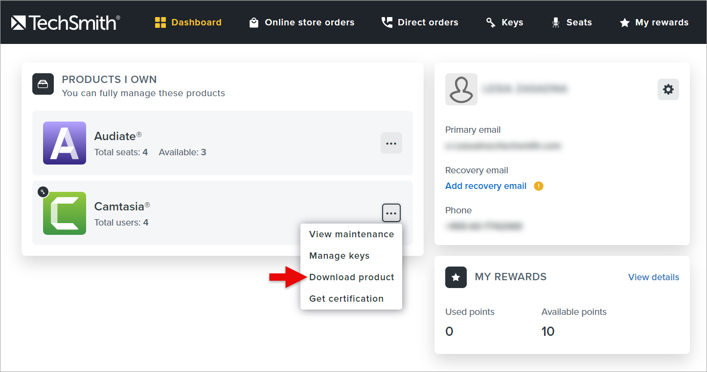 Install or Reinstall My Purchase – TechSmith Support