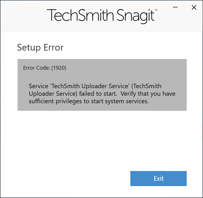 Error Code 1920 Service TechSmith Uploader Service TechSmith Error Code 1920 Service TechSmith Uploader Service TechSmith