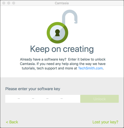 Camtasia: Enter My Software Key – TechSmith Support